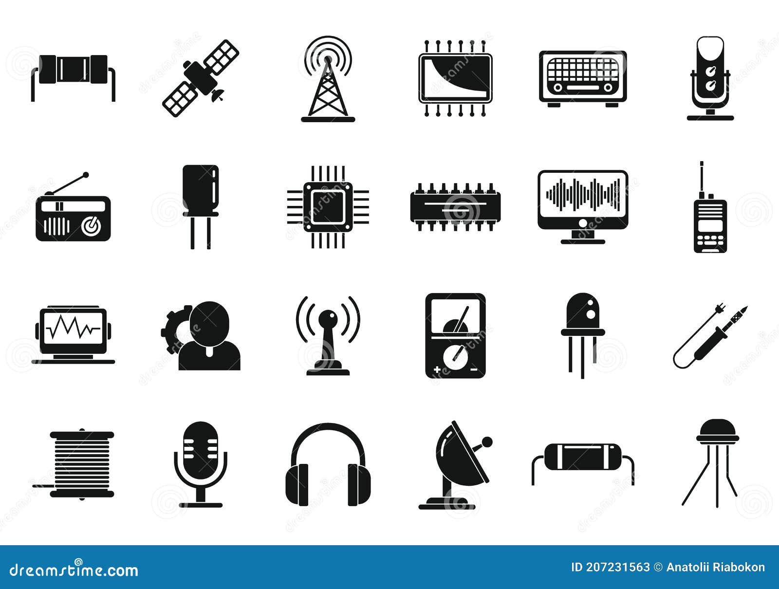 Radio Engineer Icons Set, Simple Style Stock Illustration ...