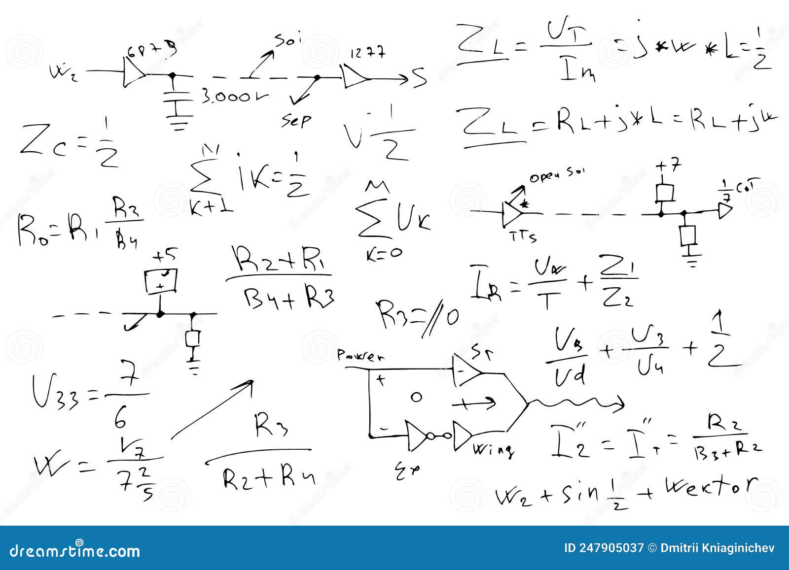 Radio Engineering Schemes. Electronic Formulas and Expressions ...