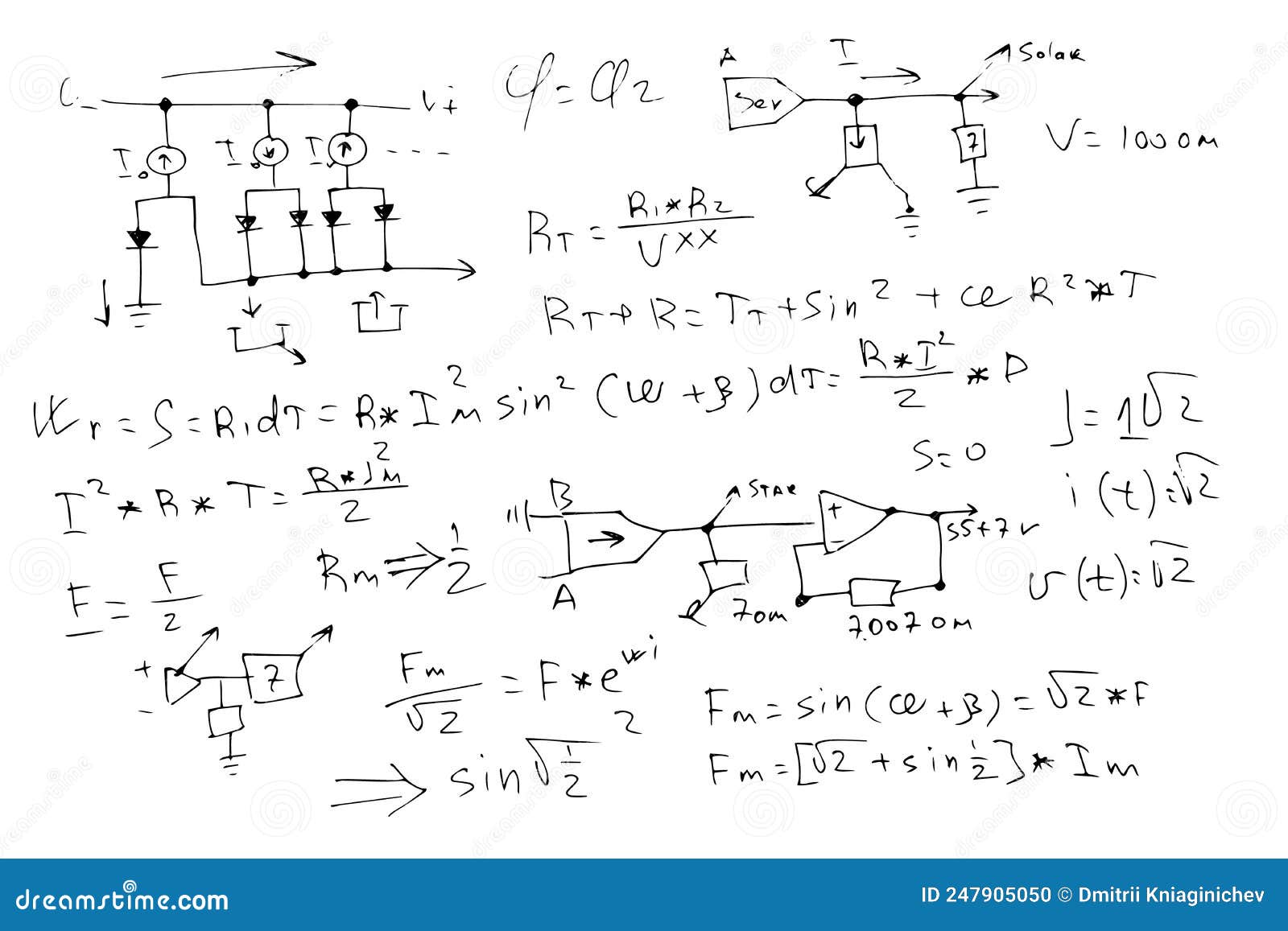 Radio Engineering Schemes. Electronic Formulas and Expressions ...