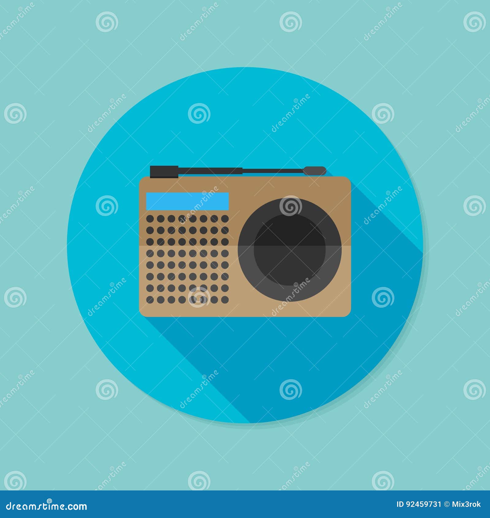Radio. Flat Icon with Long Shadow Stock Vector - Illustration of sign ...