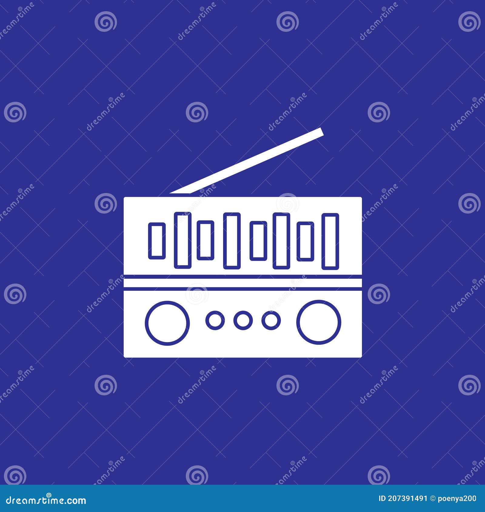 Radio Fm Tuner Solid Style Icon Vector Illustration Stock Vector ...