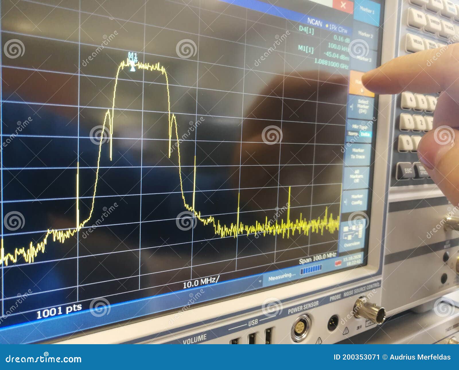 RF Channel Measurement with Spectrum Analyzer Stock Image - Image of ...