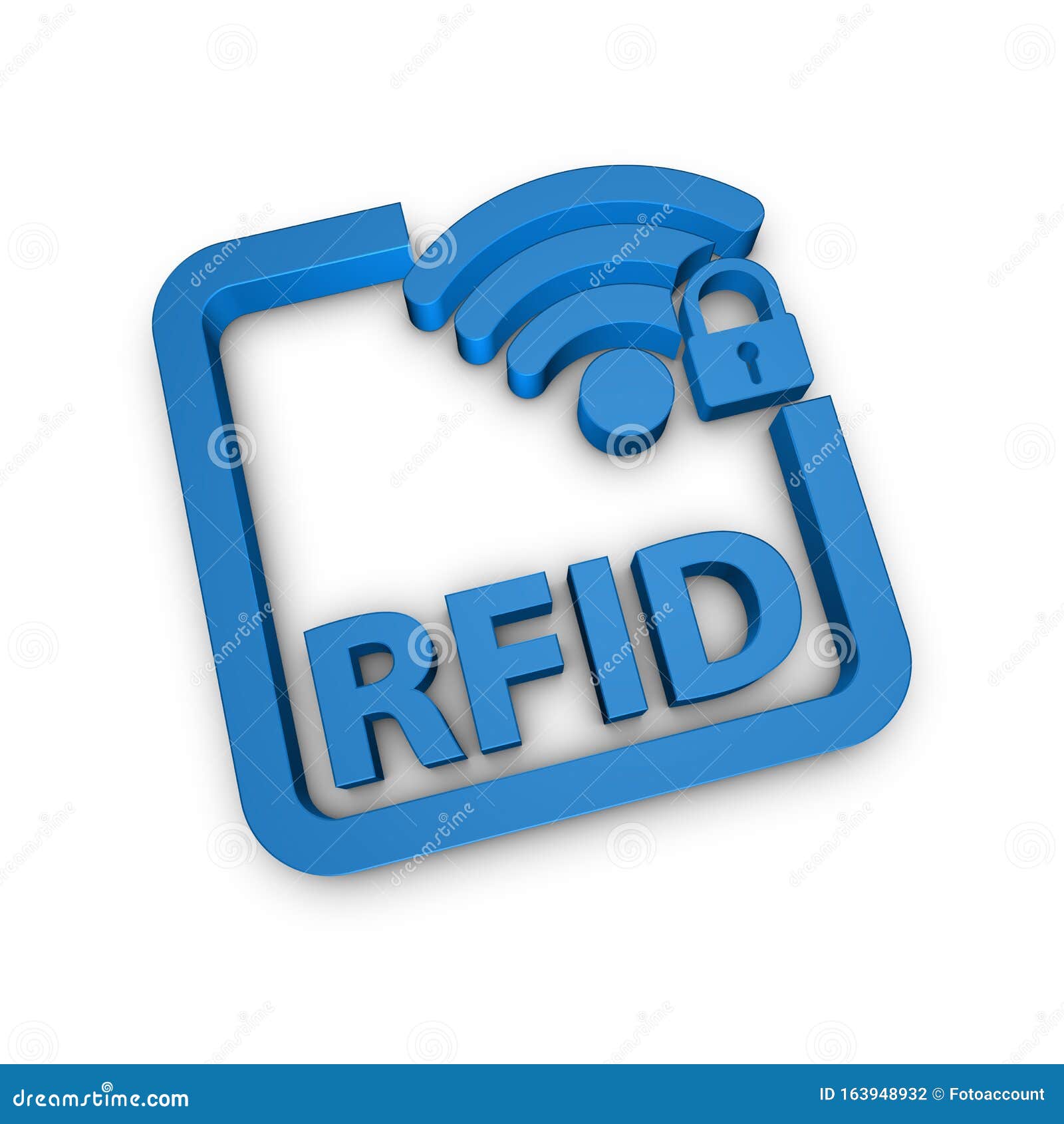 Radio Frequency Identification RFID Symbol - Blue 3D Illustration ...
