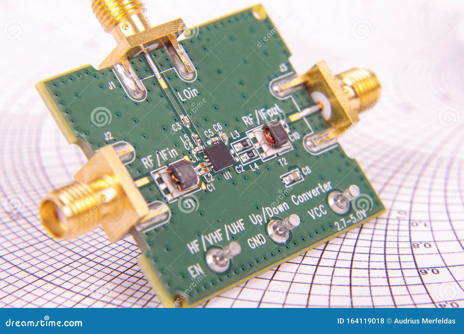 Radio Frequency Mixer PCB in Front of Smith Chart Stock Photo - Image ... Radio Frequency Mixer PCB in Front of Smith Chart Stock Photo - Image ...