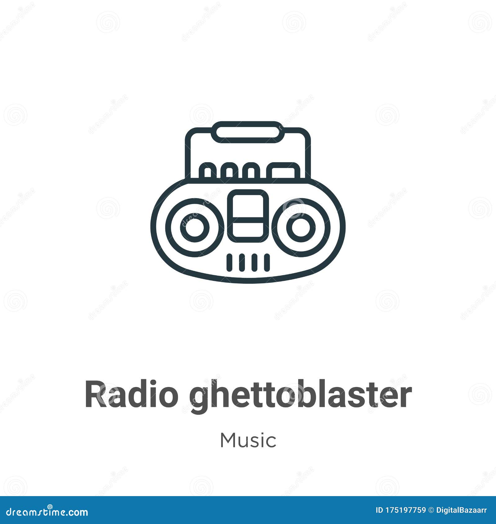 Radio Ghettoblaster Outline Vector Icon. Thin Line Black Radio ...