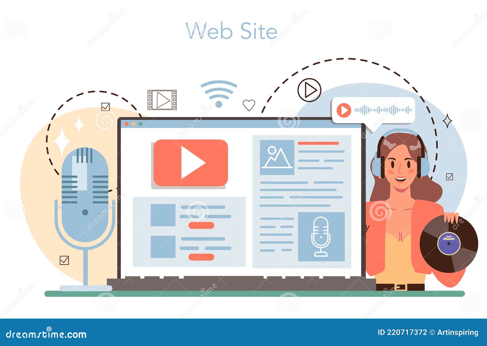 Radio Host Online Service or Platform. Idea of News Broadcasting Stock ...