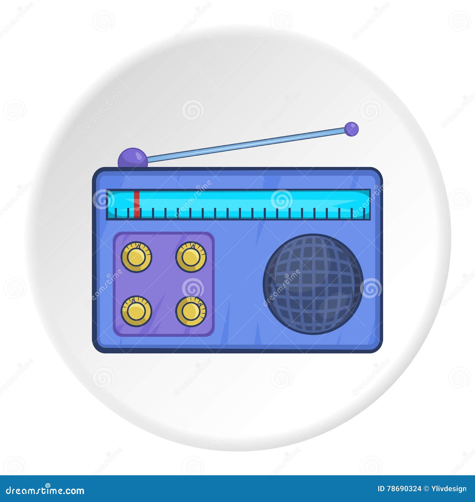 Radio icon, cartoon style stock vector. Illustration of receiver - 78690324