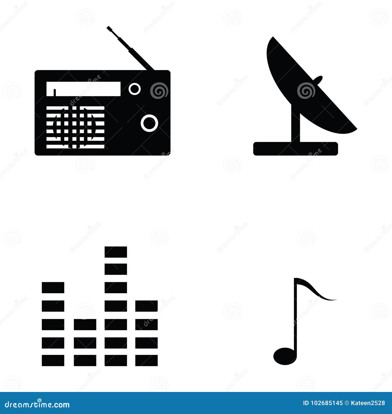 Radio icon set stock illustration. Illustration of white - 102685145