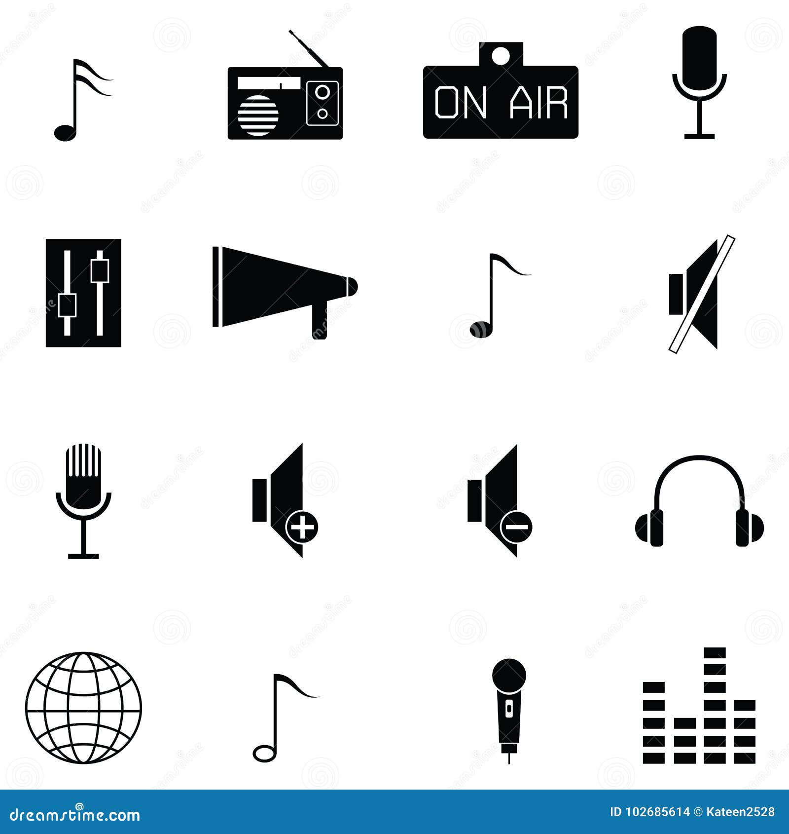 Radio icon set stock vector. Illustration of technology - 102685614