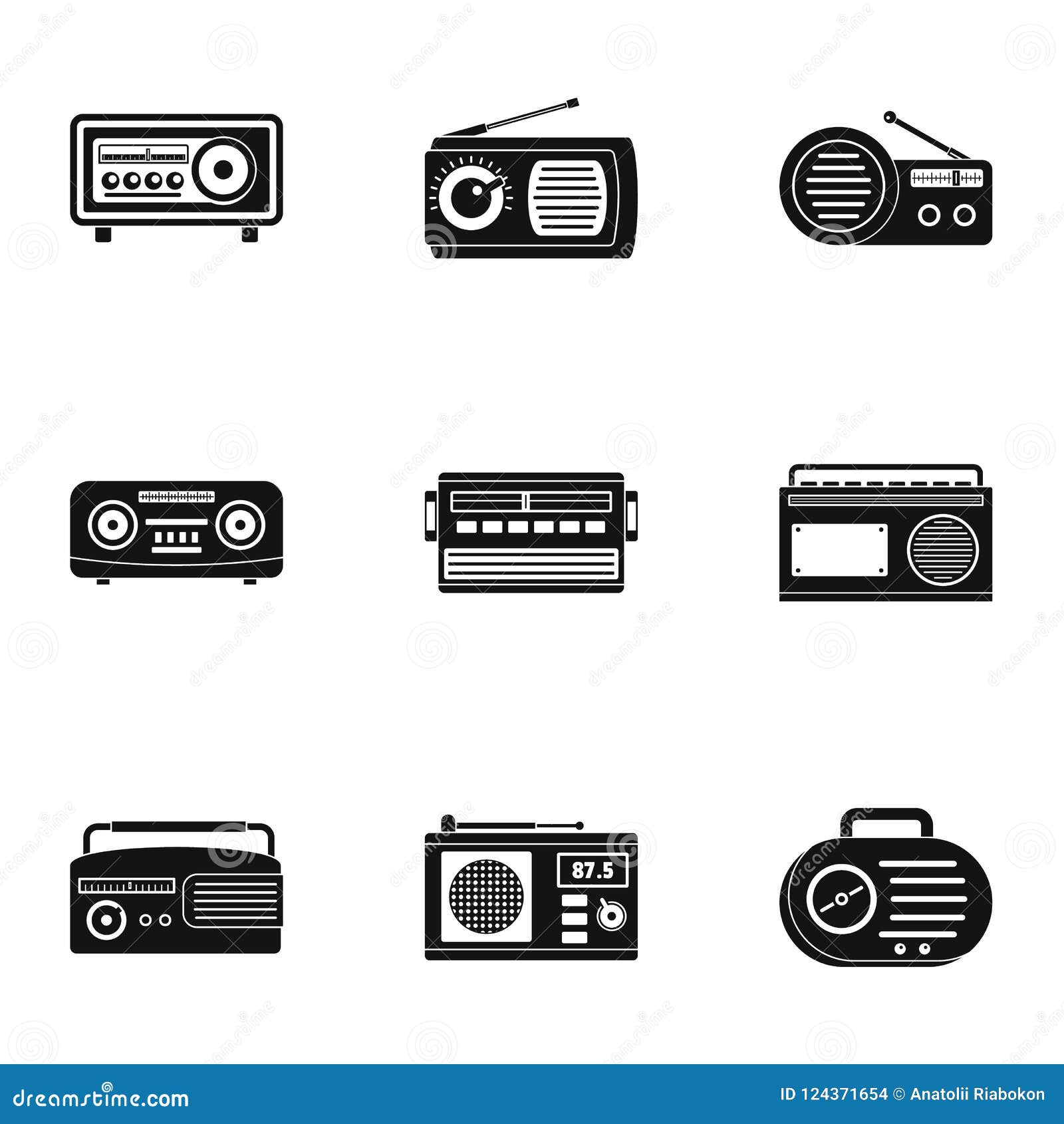Radio Icons Set, Simple Style Stock Illustration - Illustration of ...