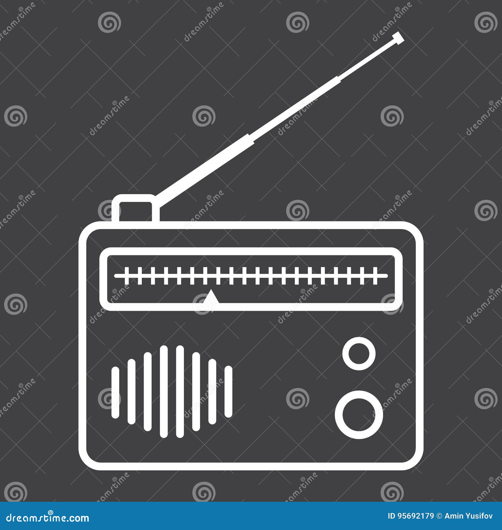Radio Line Art Vector Illustration, Old Radio Outline Line Icon ...