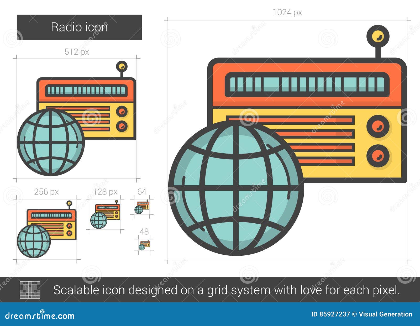 Radio line icon. stock vector. Illustration of line, listen - 85927237