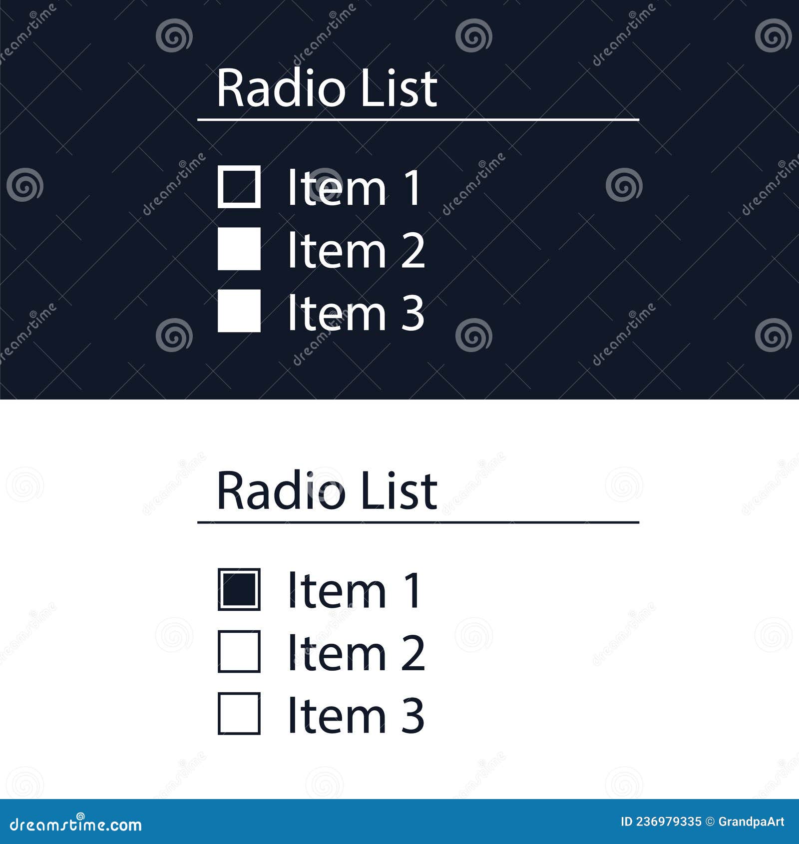 Radio List is an HTML Element of the Website Template. User Interface ...