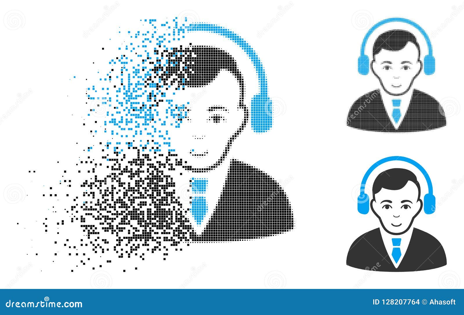 Sparkle Pixelated Halftone Radio Manager Icon with Face Stock Vector ...