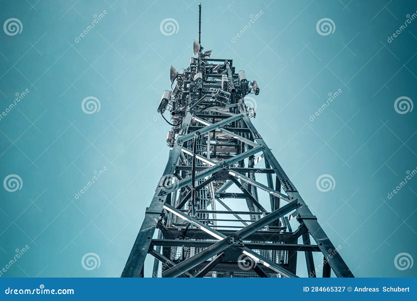 Radio Mast from Below with a Blue Sky Stock Image - Image of mast, cell ...