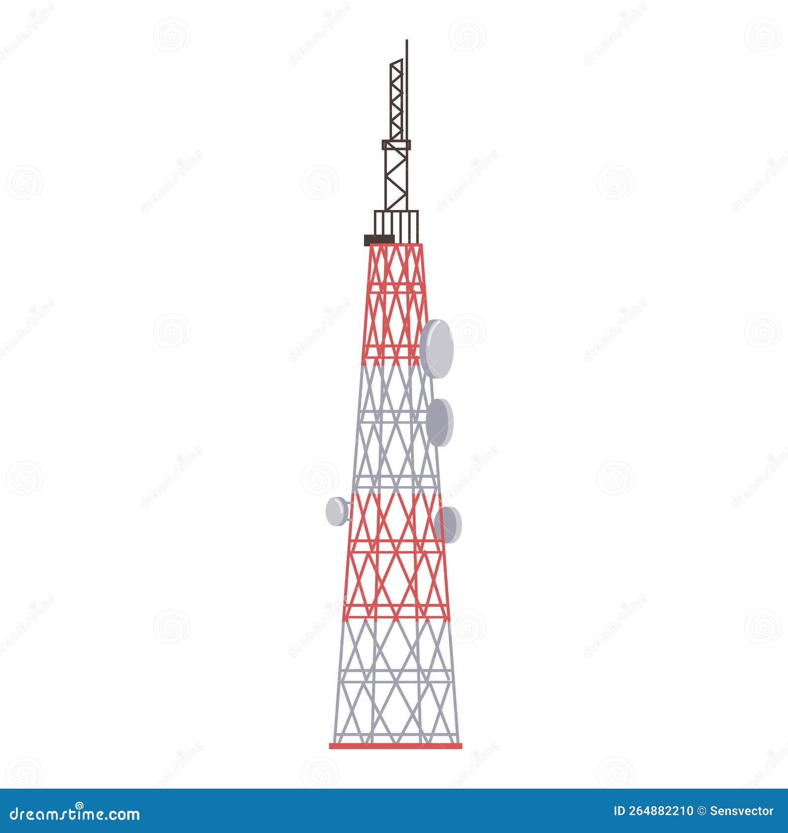 Radio Mast Telecommunication Tower Satellite Stock Vector