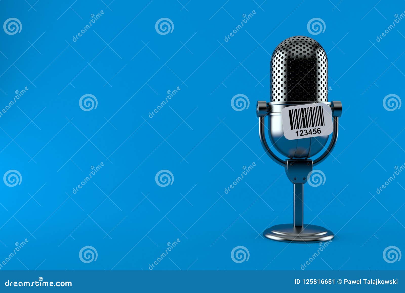 Radio Microphone with Barcode Sticker Stock Illustration - Illustration ...