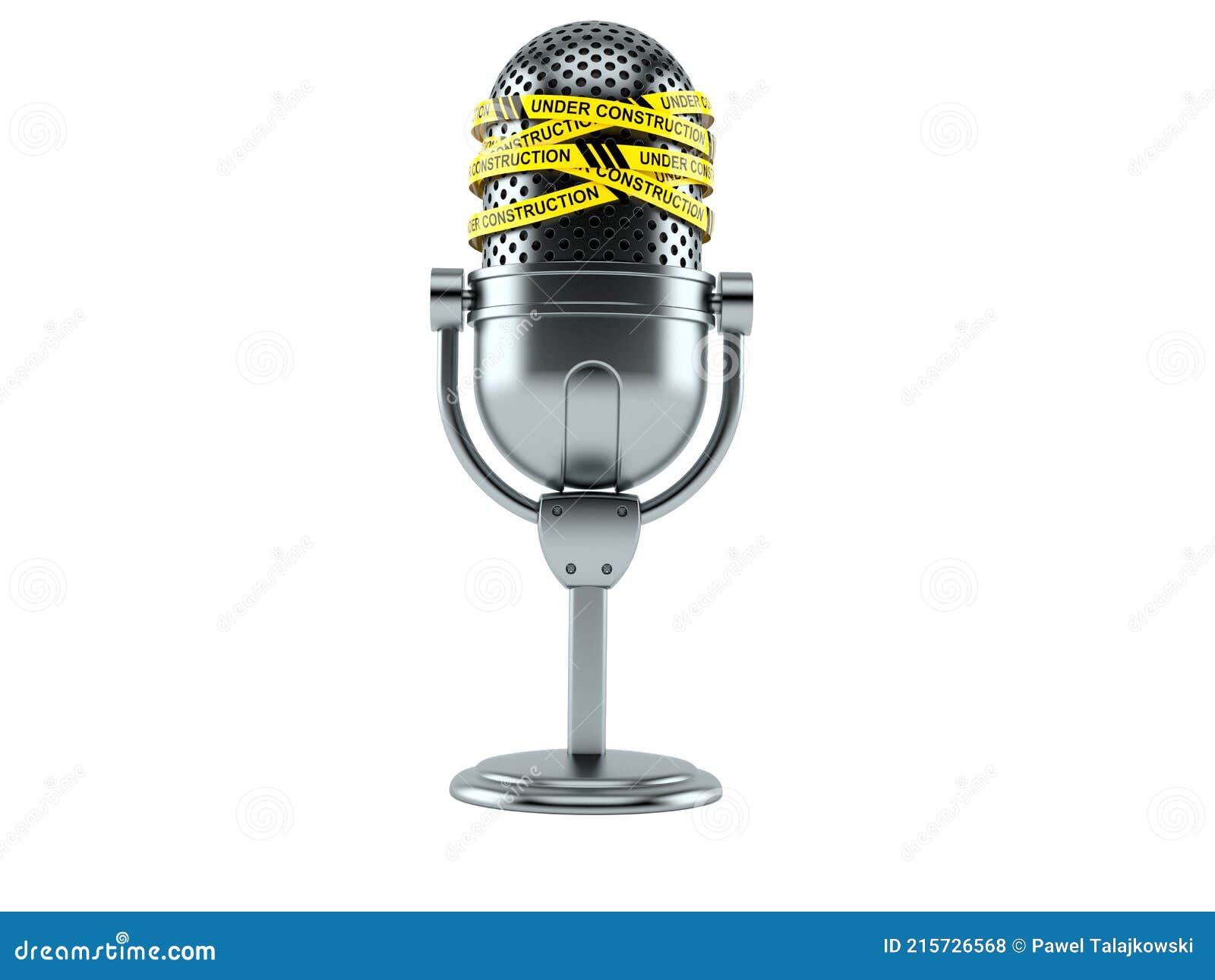 Radio Microphone with Under Construction Tape Stock Illustration ...