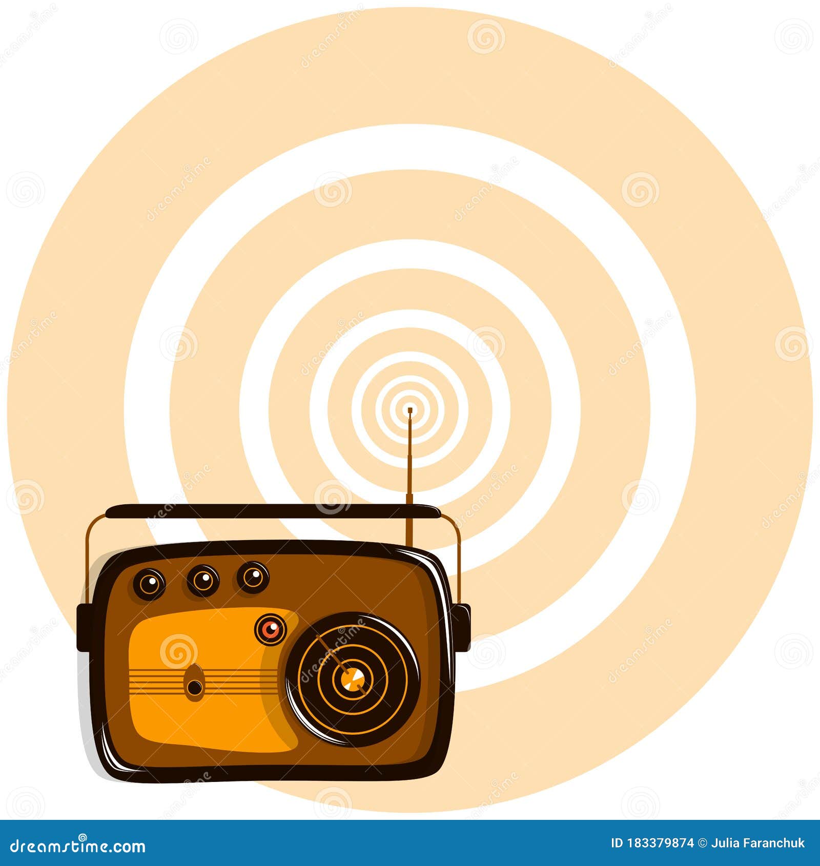 Radio Model Retro. Radio Waves Stock Illustration - Illustration of ...