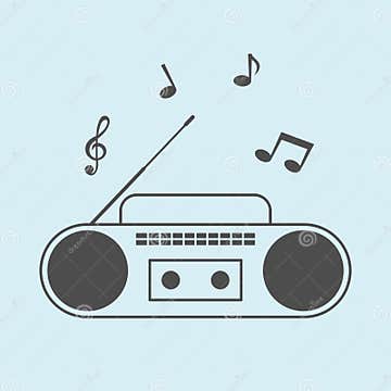 Radio with music notes stock vector. Illustration of notes - 90208917