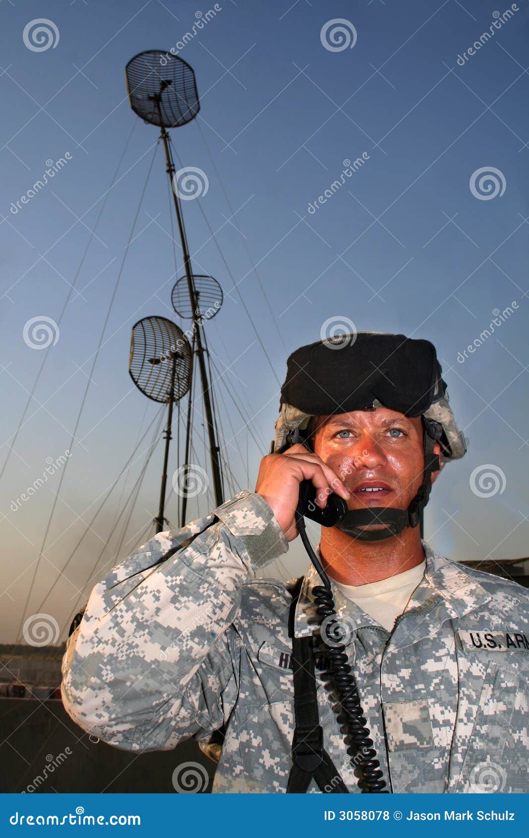 Radio Operator with Antennas Stock Photo - Image of blue, dusk: 3058078