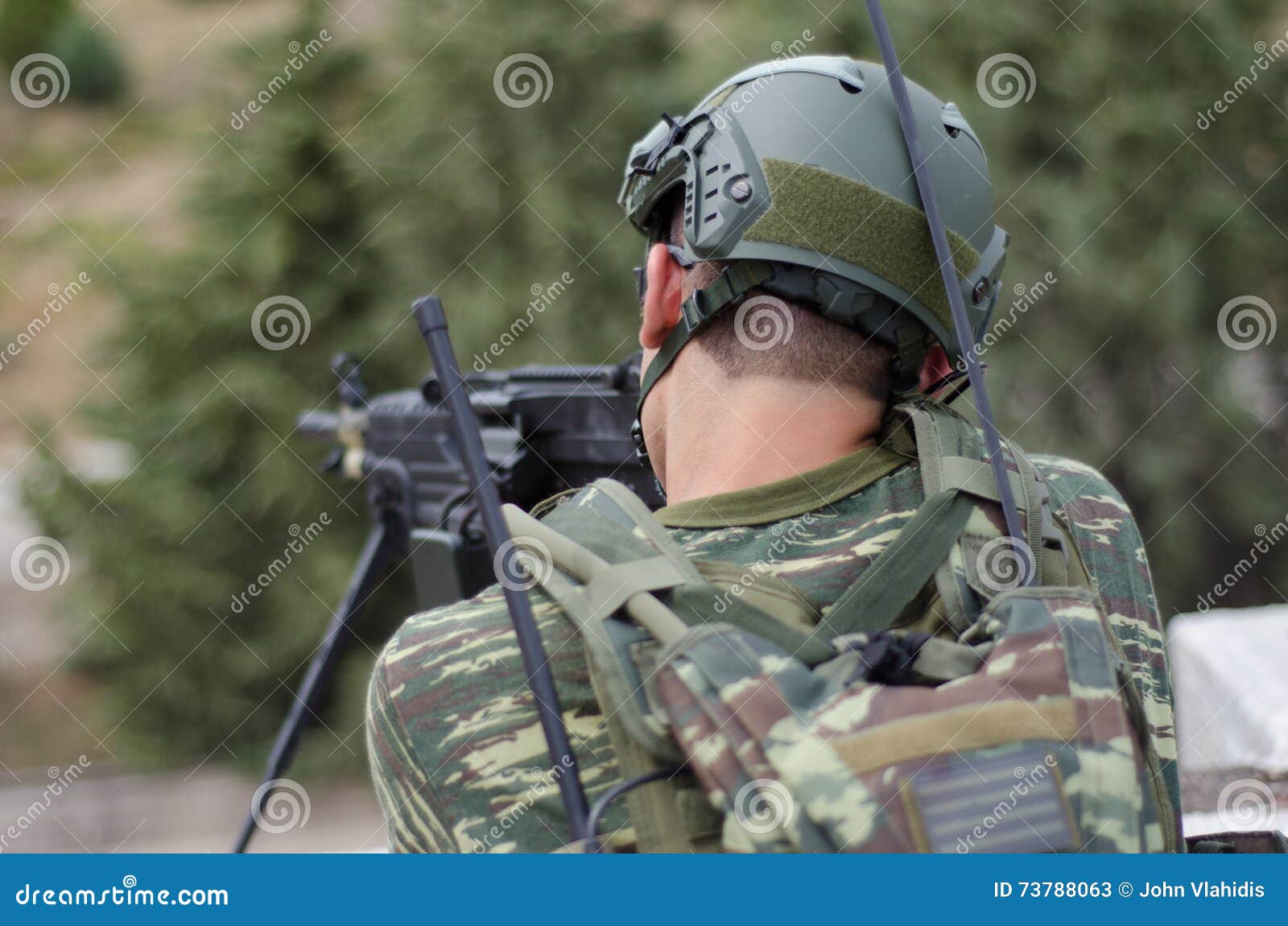 Radio Operator Gunner M249 Light Machine Gun Stock Image - Image of ...