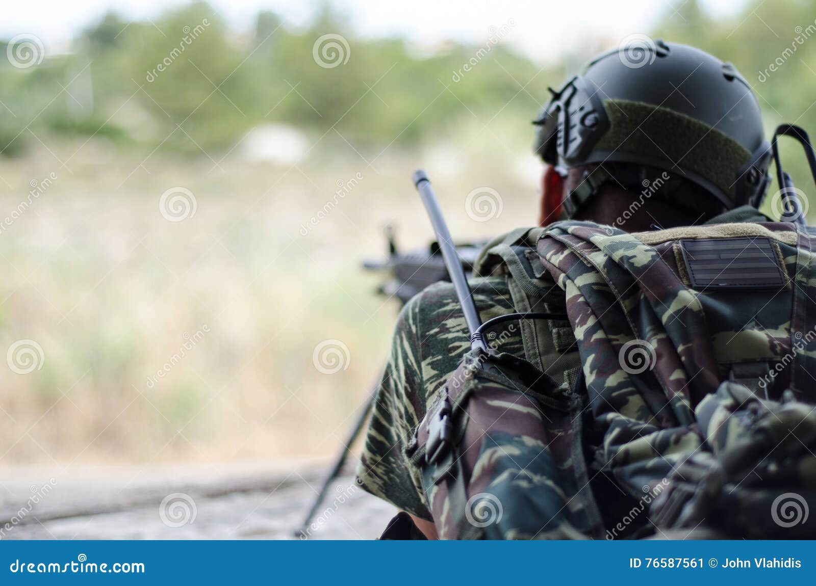 Radio Operator Gunner M249 Light Machine Gun Stock Image - Image of ...