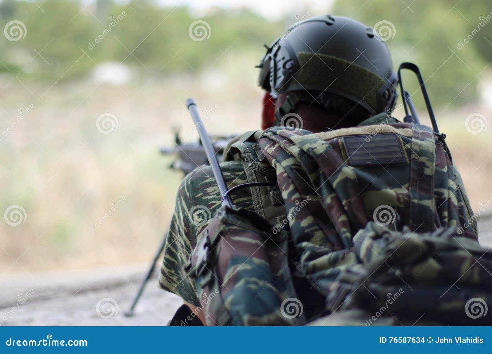 Radio Operator Gunner M249 Light Machine Gun Stock Photo - Image of ...