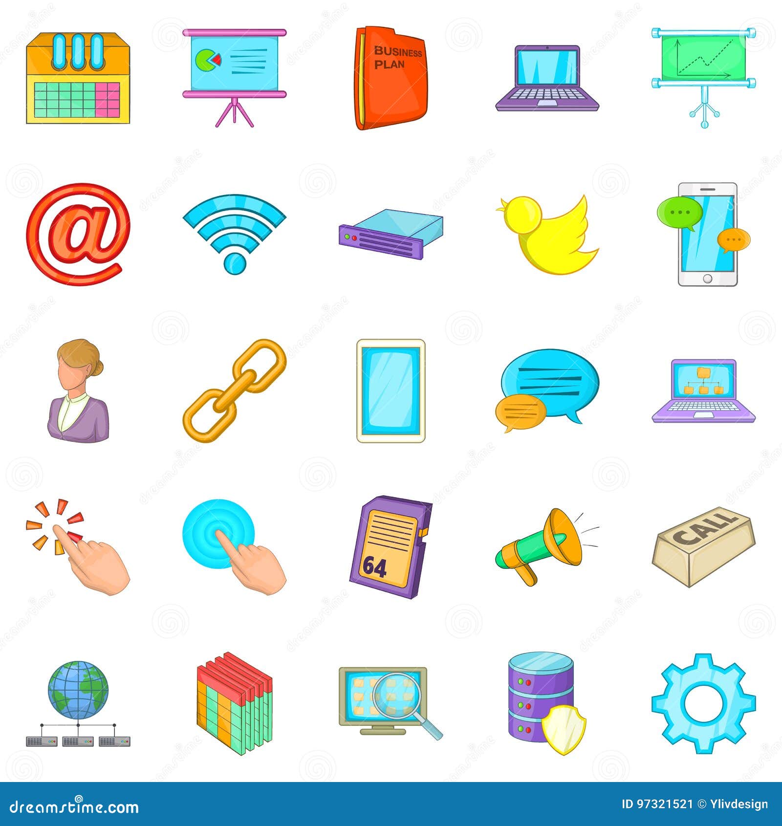 Radio Operator Icons Set, Cartoon Style Stock Vector - Illustration of ...