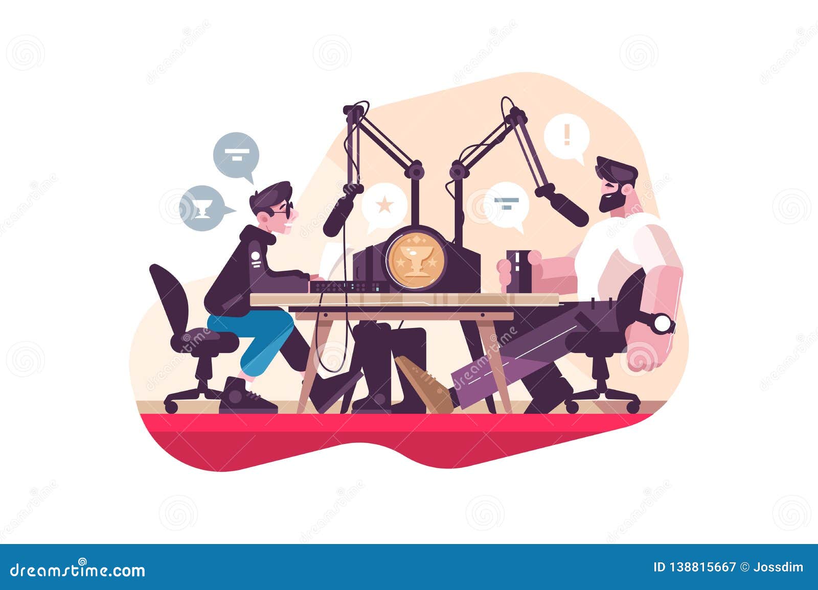 Radio Presenter Interviewing Man at Studio Stock Vector - Illustration ...