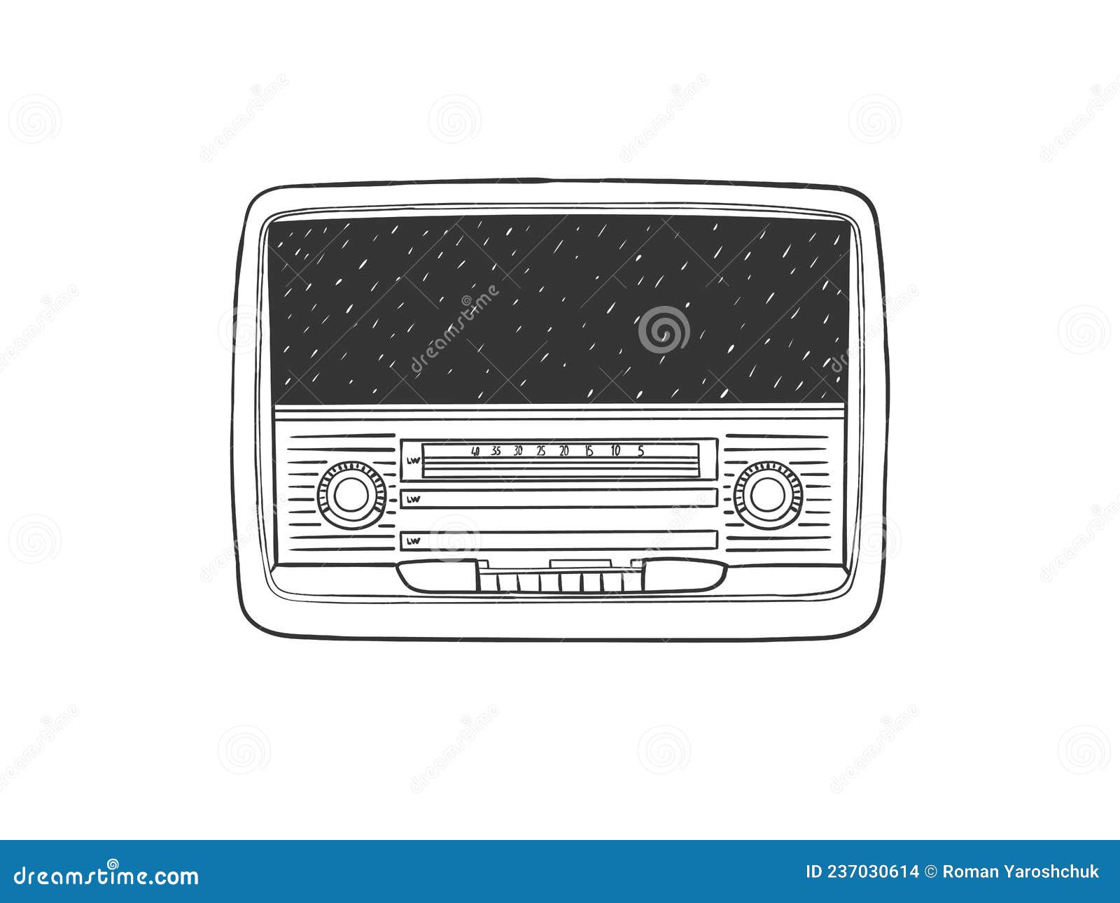 Radio Receiver. Retro Hand-drawn Radio Receiver. Illustration in Sketch ...