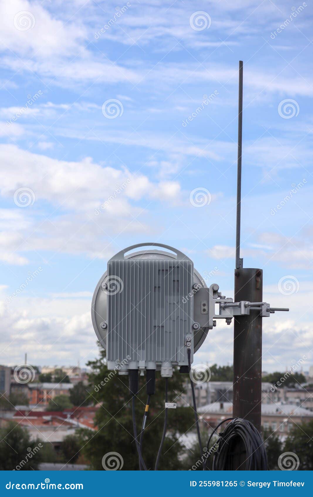 Radio Relay Antenna on the Roof with Sky on Background Stock Image ...
