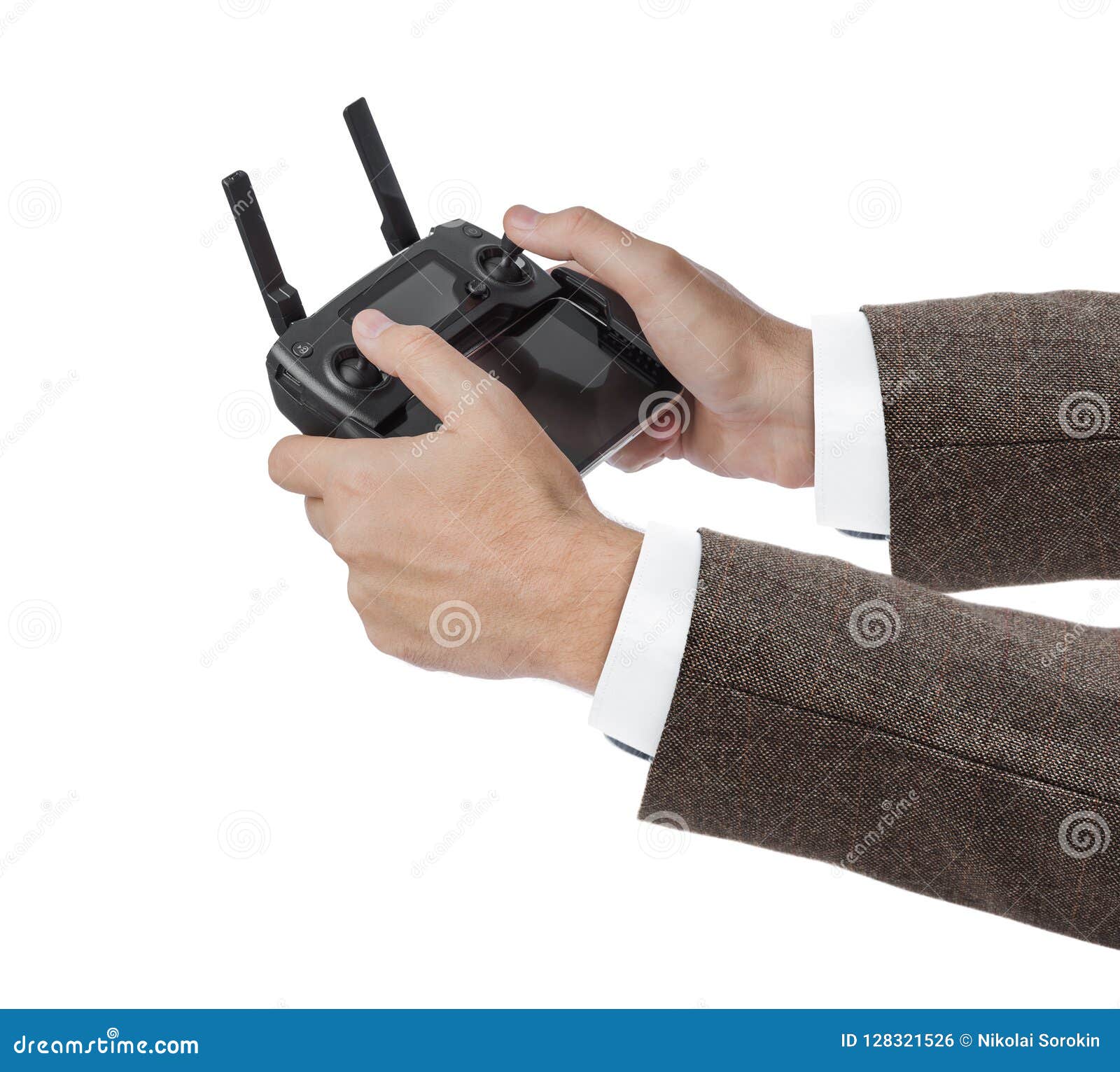 Radio Remote Control in Hands Stock Photo - Image of computer, drone ...