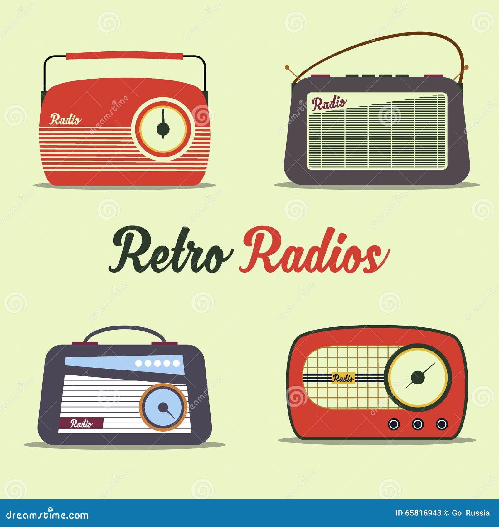 Radio retro style stock vector. Illustration of antenna - 65816943