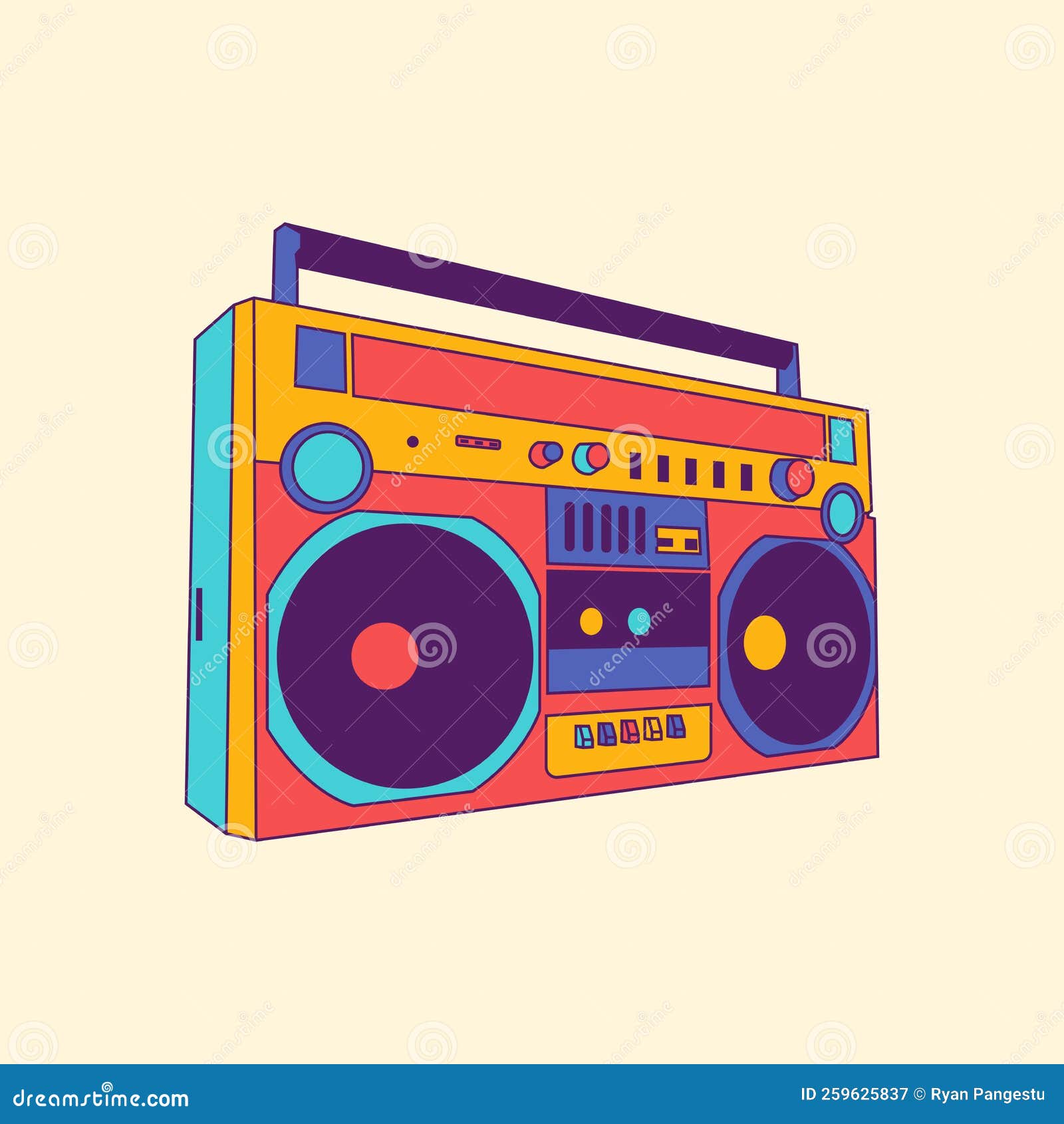 Retro Boombox Cartoon