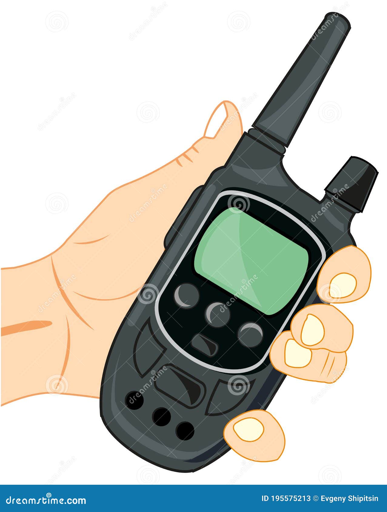 Radio Set in Hand of the Person Stock Vector - Illustration of finger ...