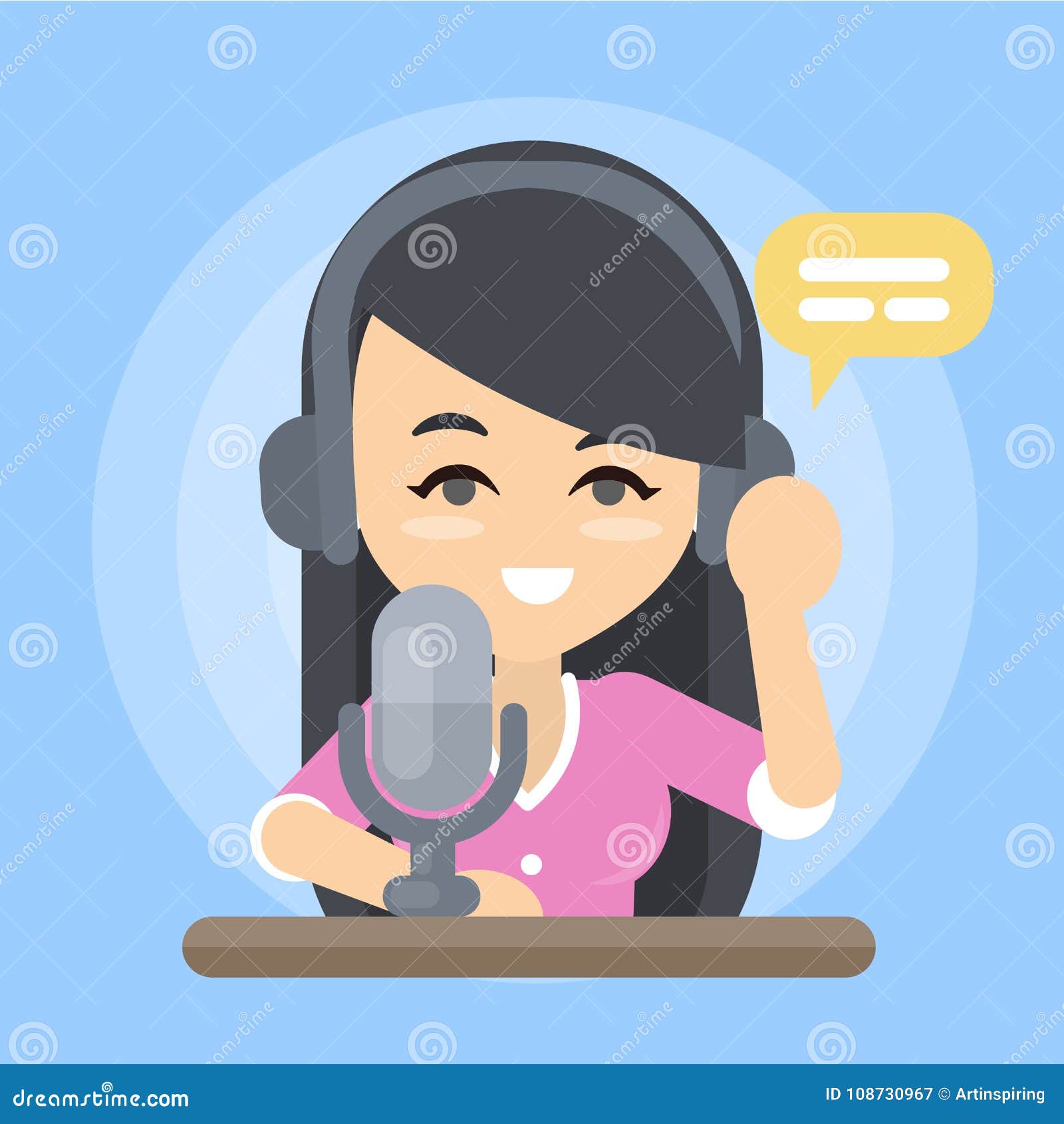 Radio show presenter. stock vector. Illustration of flat - 108730967