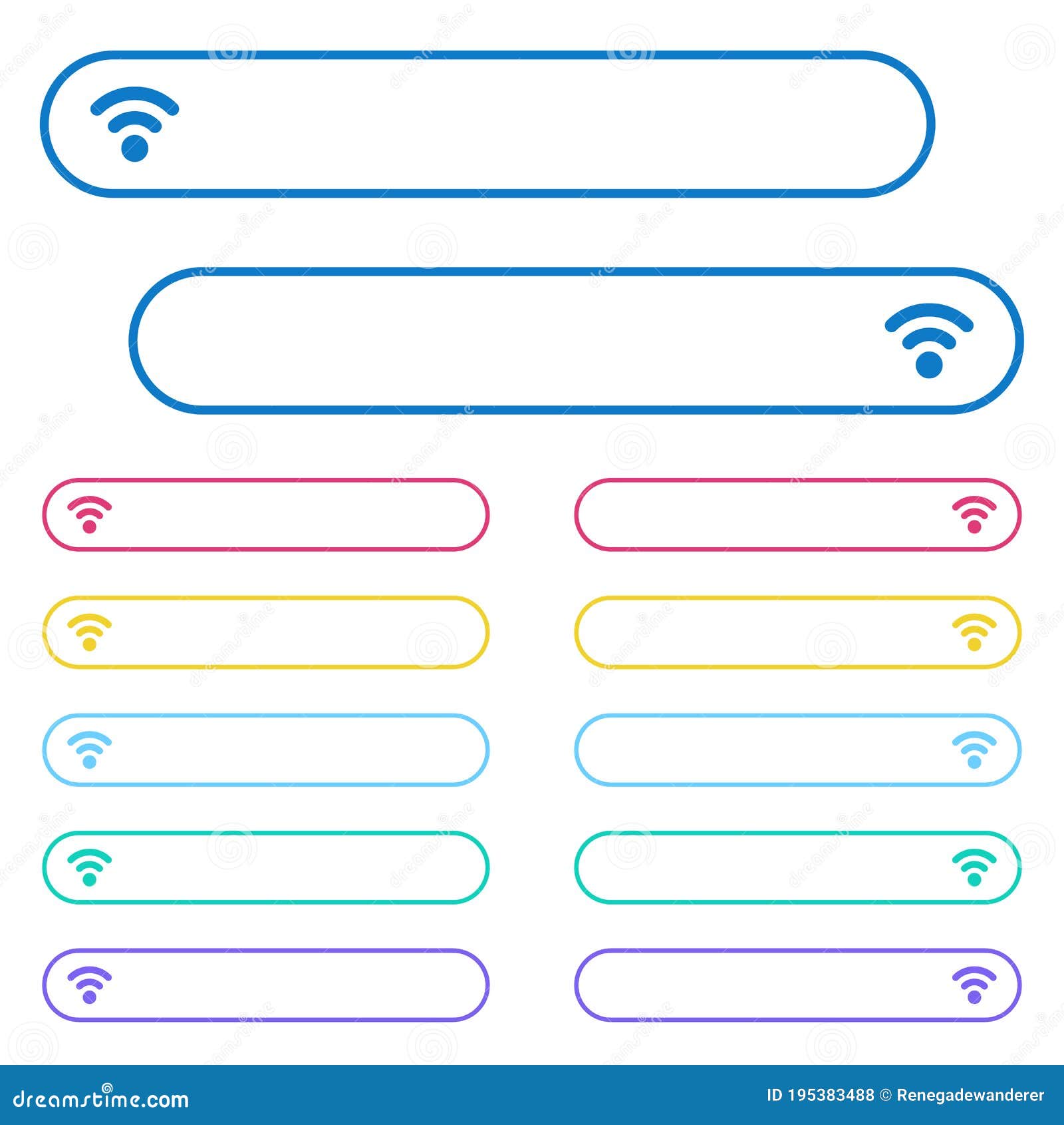 Radio Signal Icons In Rounded Color Menu Buttons Stock Vector
