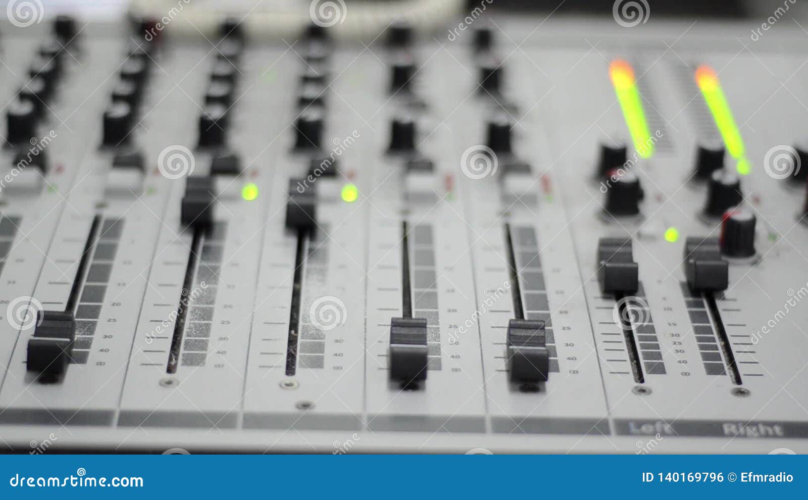 Radio Station. Professional Multitrack Mixing Console, Computer and ...