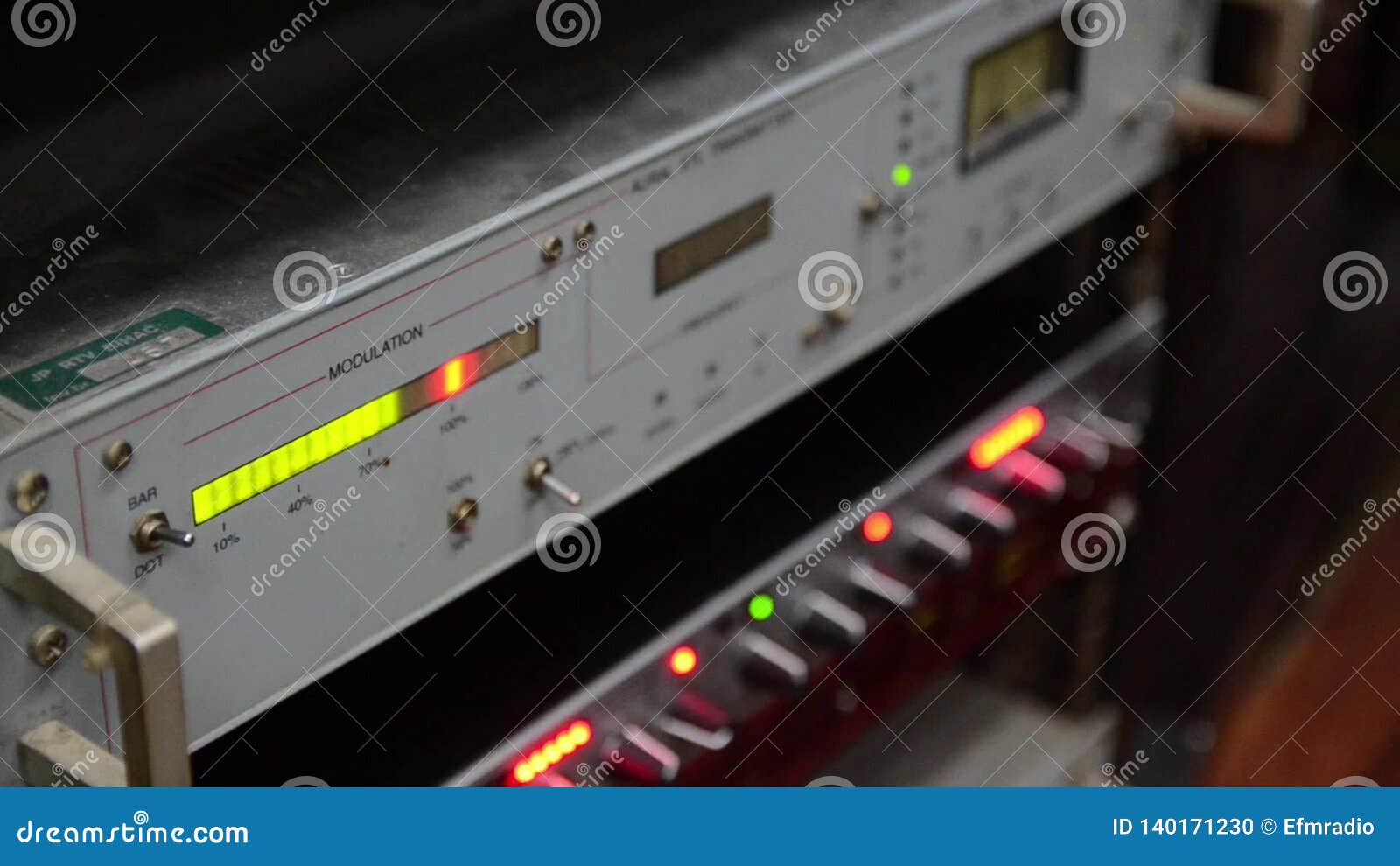 Radio Station. Professional Multitrack Mixing Console, Computer and ...