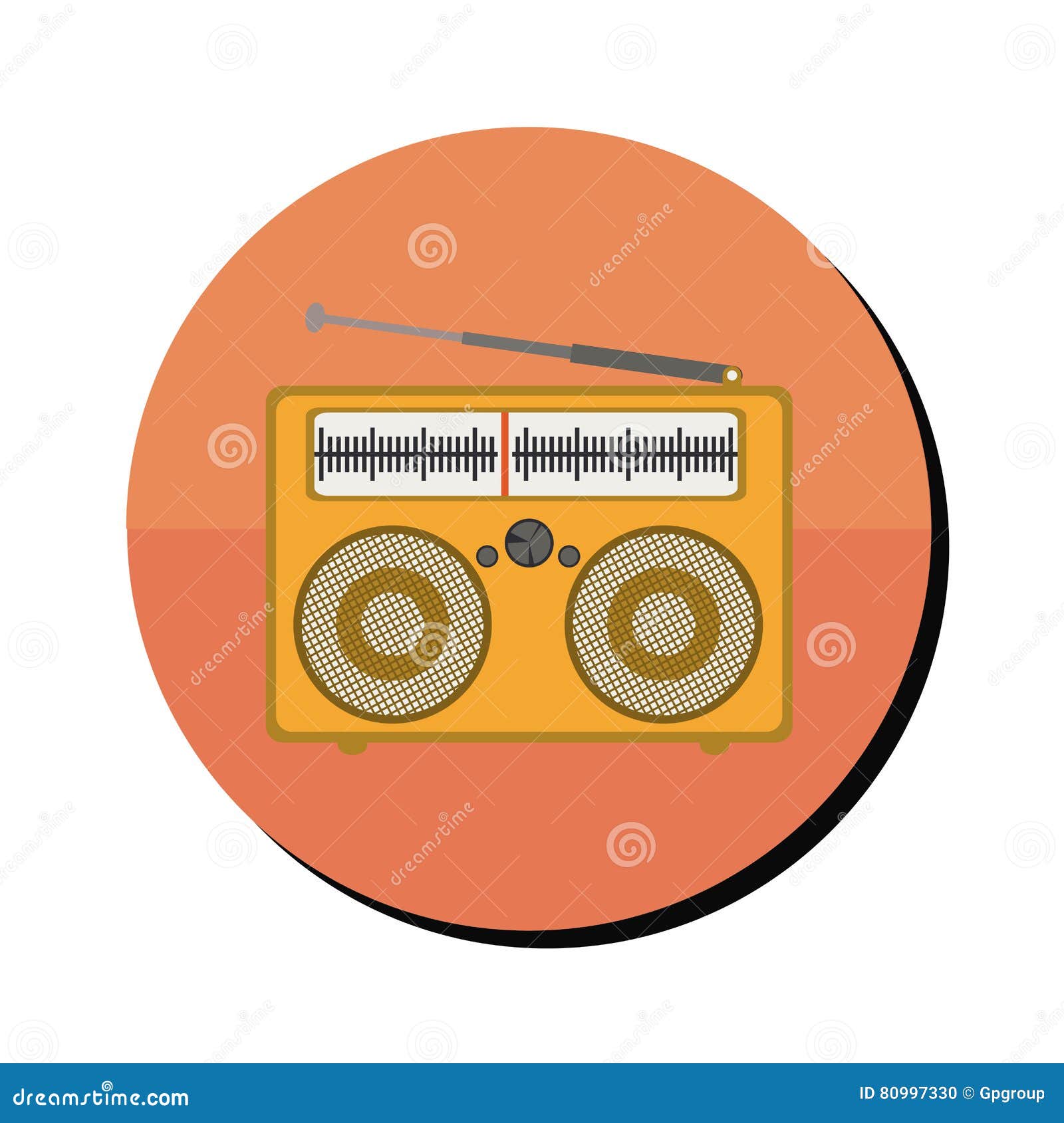Radio Stereo Portable in Round Frame Stock Vector - Illustration of ...