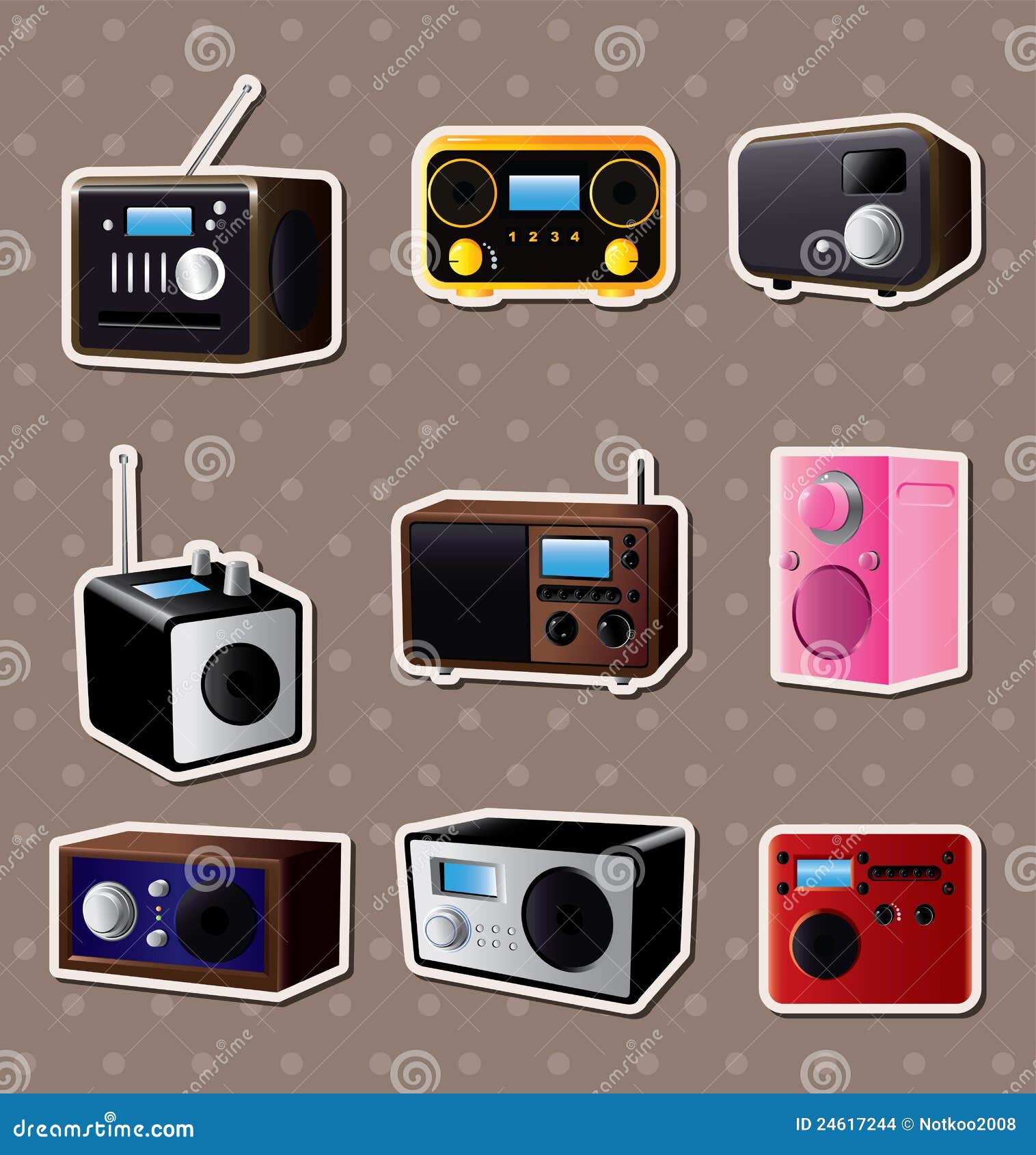 Radio stickers stock vector. Illustration of broadcasting - 24617244