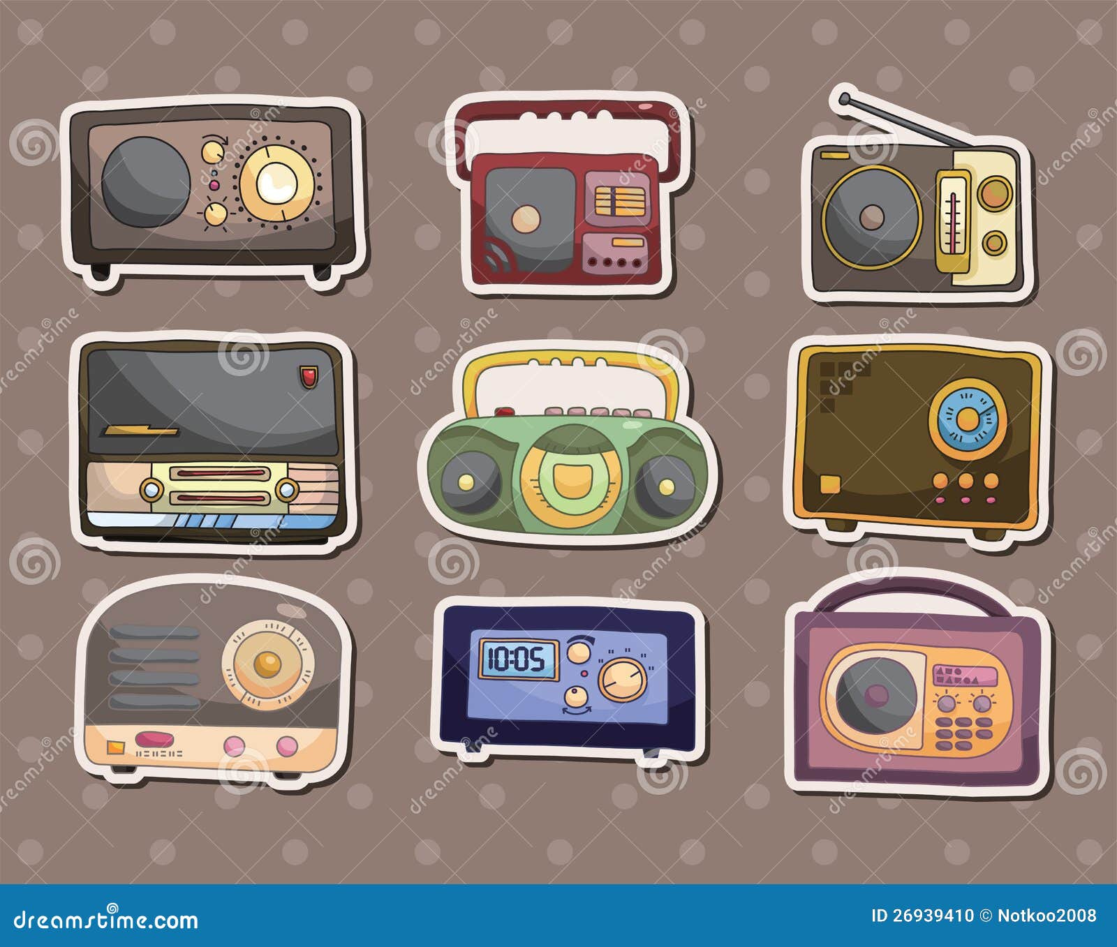 Radio stickers stock vector. Illustration of retro, isolated - 26939410