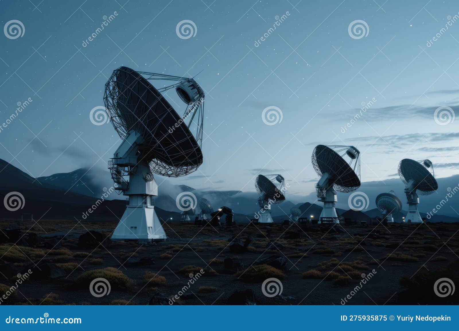 Radio Telescope Array on a Remote Mountaintop, Generative AI Stock ...