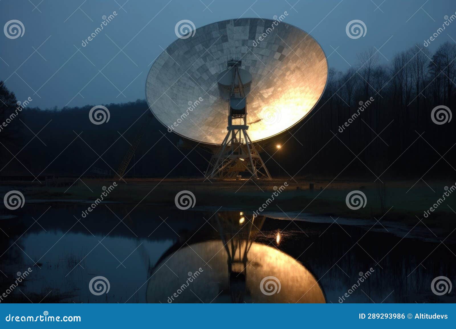 Radio Telescope Dish Reflecting Moonlight Stock Photo - Image of space ...