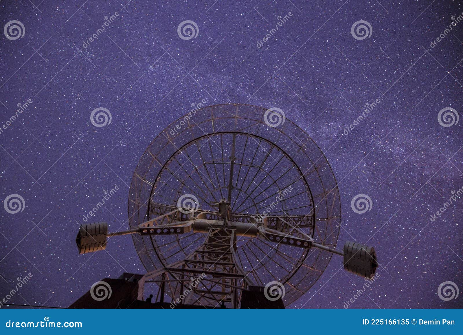 Radio Telescopes and the Milky Way at Night Stock Image - Image of ...