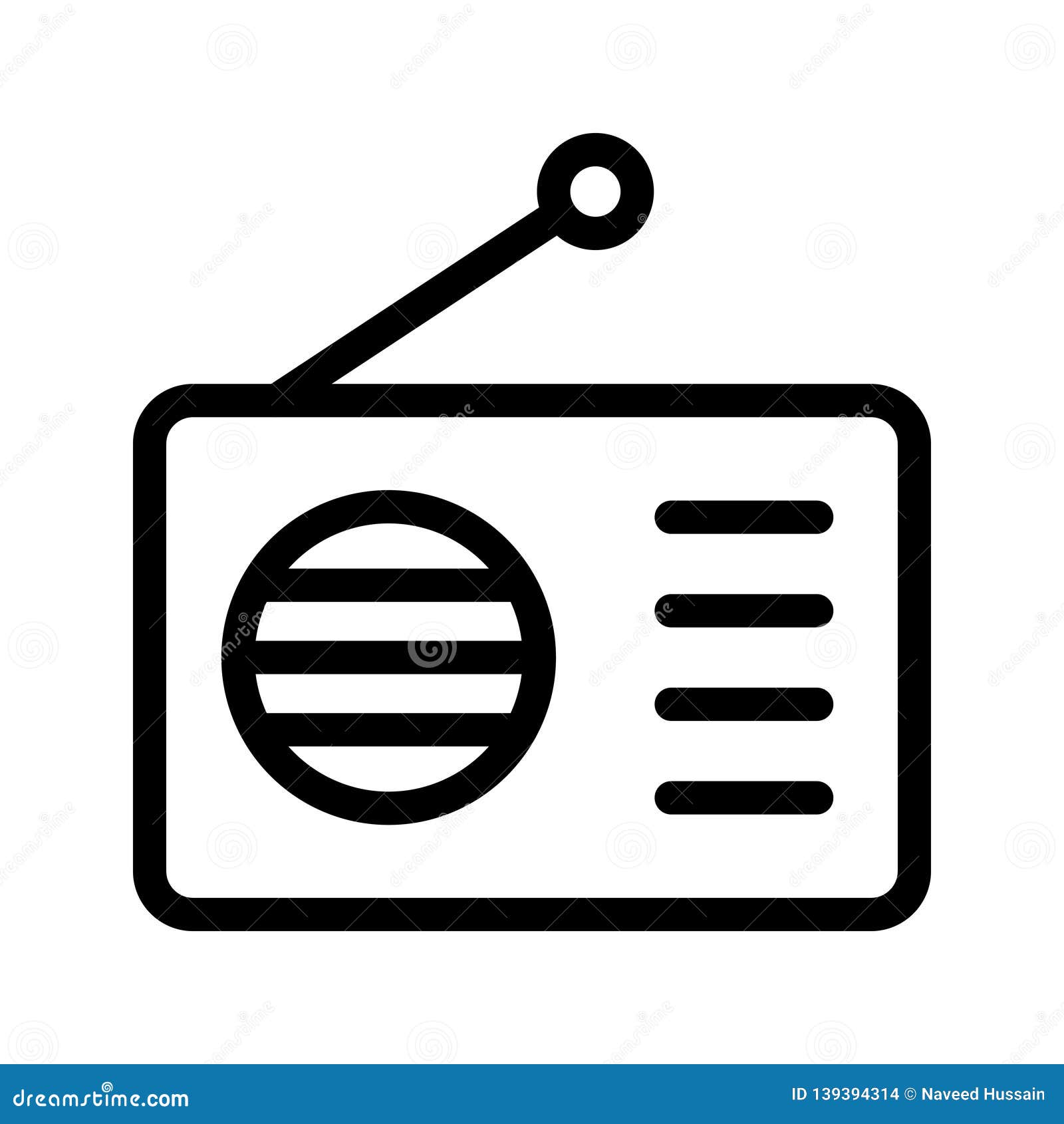 Radio Thin Line Vector Icon Stock Vector - Illustration of simple ...