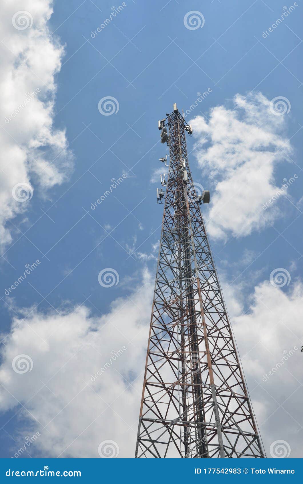 Radio Tower with Blue Background Stock Image - Image of white ...