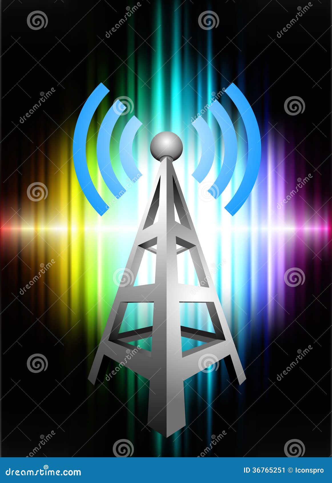Radio Tower on Abstract Spectrum Background Stock Illustration ...