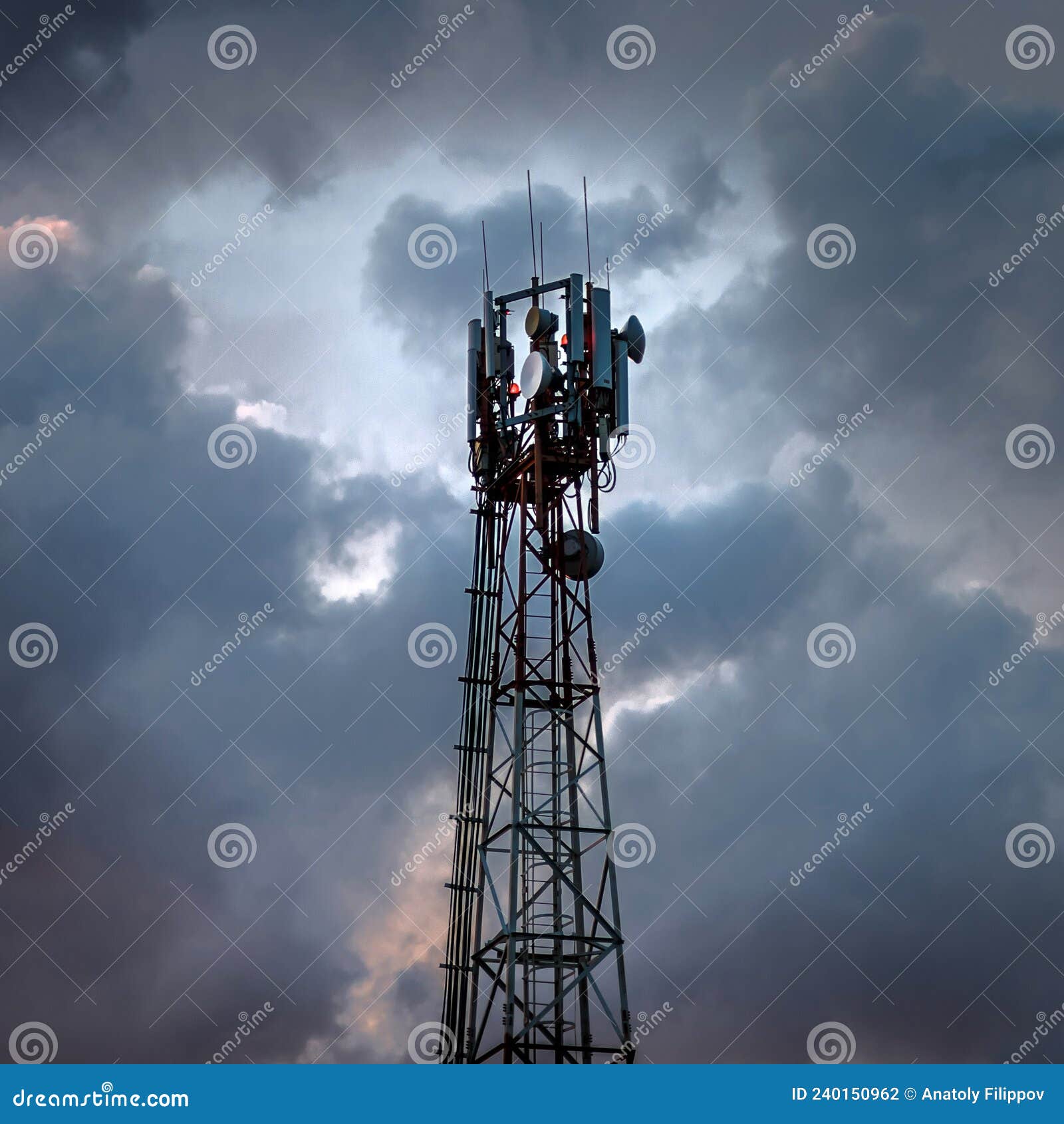 Cell phone tower stock photo. Image of dusk, industry - 240150962